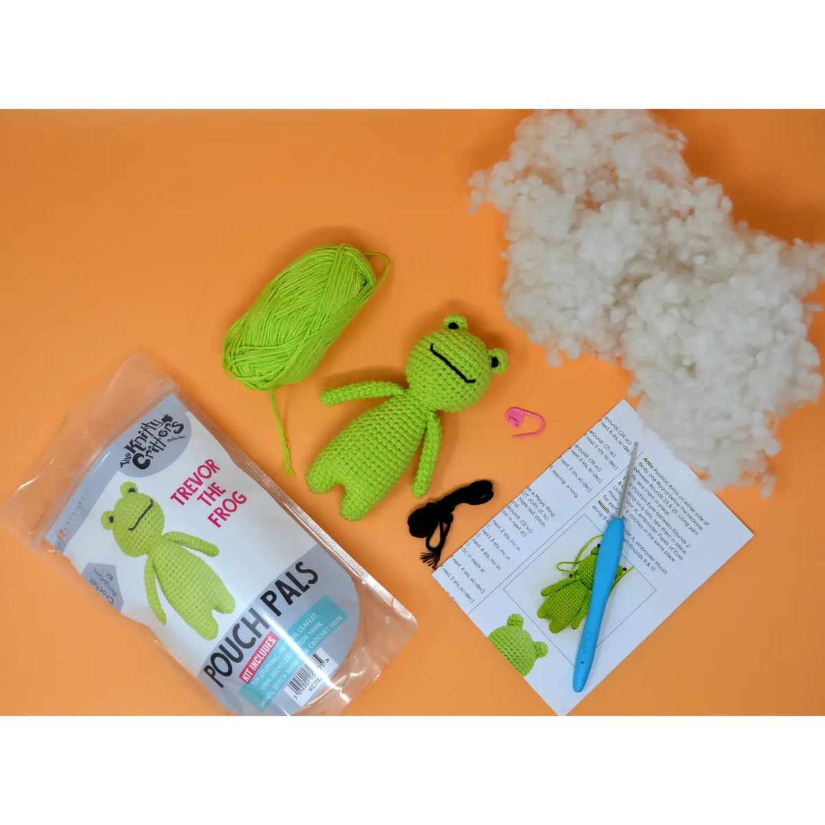 Knitty Critters - Pouch Pals - Trevor The Frog Crochet Kit – Love From Beth